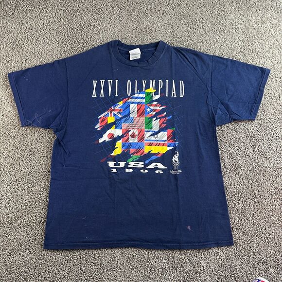 Hanes | Shirts | Vintage 996 Atlanta Olympics Shirt Mens Xl Blue White ...